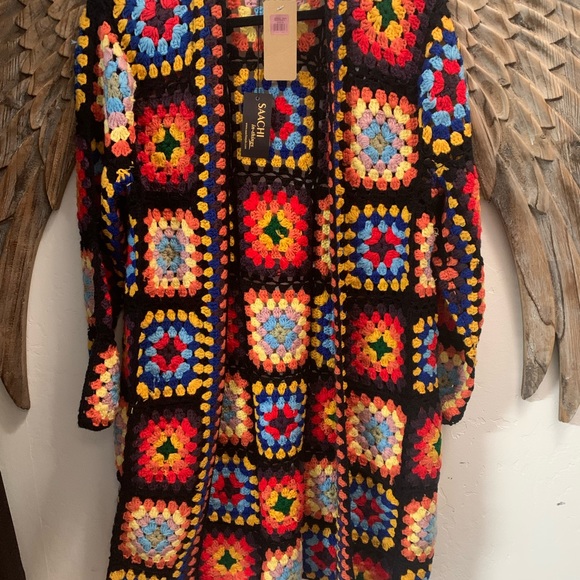 SAACHI | Sweaters | Nwt Saachi Cardigan Granny Square Multi Color ...